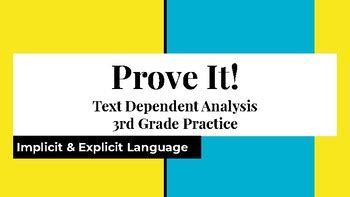 3rd Grade TDA Text Dependent Analysis Lesson By Kam Glam Ed TPT