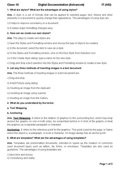 Chapter Digital Documentation Advanced Class 10 Class 10 Digital