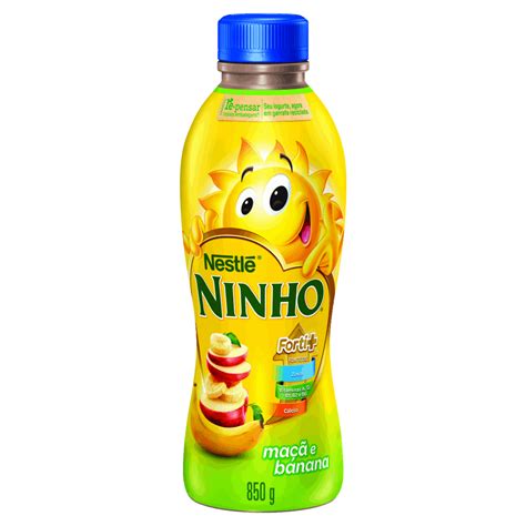 Iogurte Parcialmente Desnatado Maçã E Banana Ninho Garrafa 850g