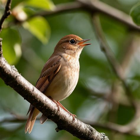 A Nightingale Sings In Close Up On A Branch — Image Created In Shedevrum