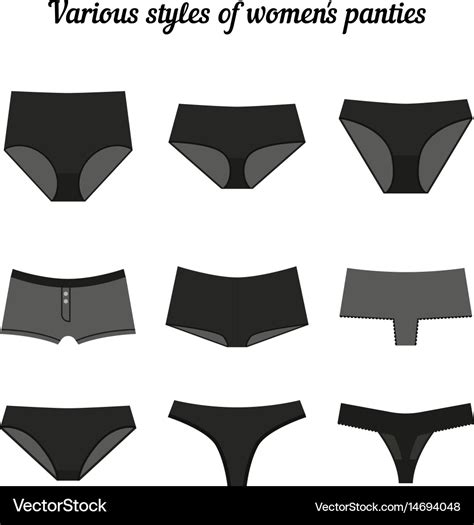 Various Styles Of Women Panties Black Royalty Free Vector