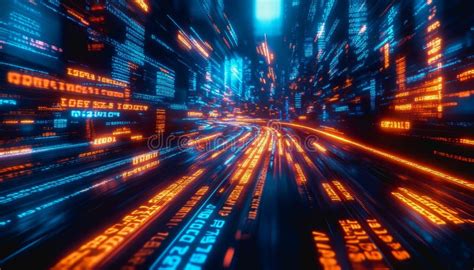 glowing binary code streams in a high tech futuristic digital scene