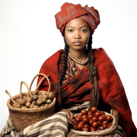 Premium Ai Image Malawian Woman With Chitenje Cloth And Basketry