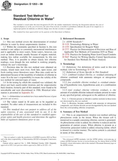 ASTM D Standard Test Method For Residual Chlorine In Water 57072 Hot Sex Picture