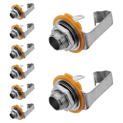 Frcolor 8pcs Stereo Socket 6 35mm Female Panel Mount Jacks Microphone Connector Adapter Mono
