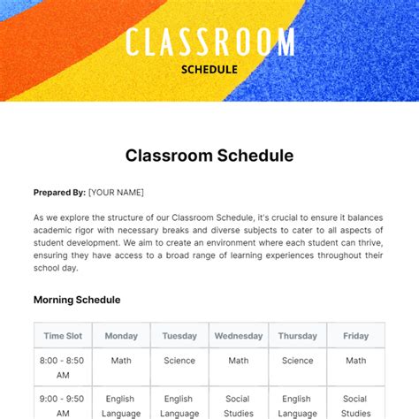 Classroom Schedule Template Editable At Mildred Mcnutt Blog