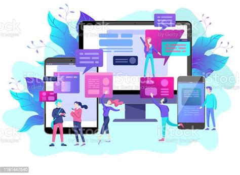 벡터 일러스트레이션 작은 사람들은 웹 사이트 응용 프로그램을 만들기 위해 노력하고 있습니다 개념에 대한 스톡 벡터 아트 및 기타 이미지 Istock