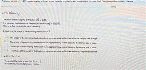 Solved B Describe The Shape Of The Sampling Distribution Of Chegg