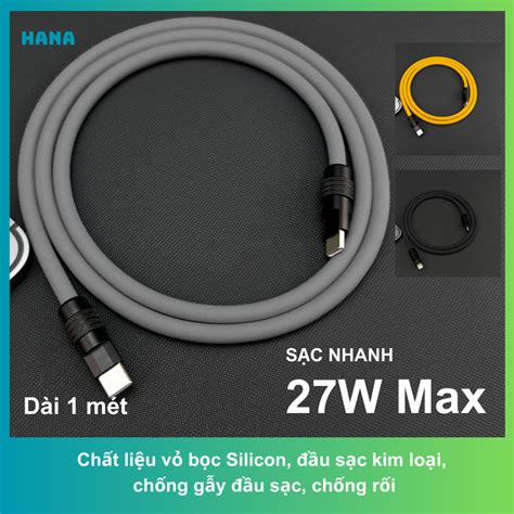 Cáp Sạc Nhanh Type C L Hỗ Trợ Pd27w Max Type C To Type C Pd 100w