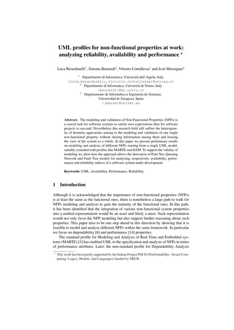 Pdf Uml Profiles For Non Functional Properties At Work Analyzing