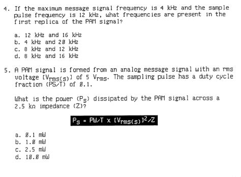 Solved Review Questions 1 What Pam Signal Parameters