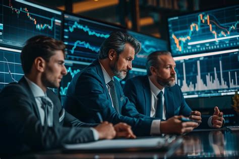 Premium Ai Image Focused Stock Traders Analyzing Data On Multiple
