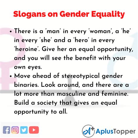 Slogans On Gender Equality Unique And Catchy Slogans On Gender