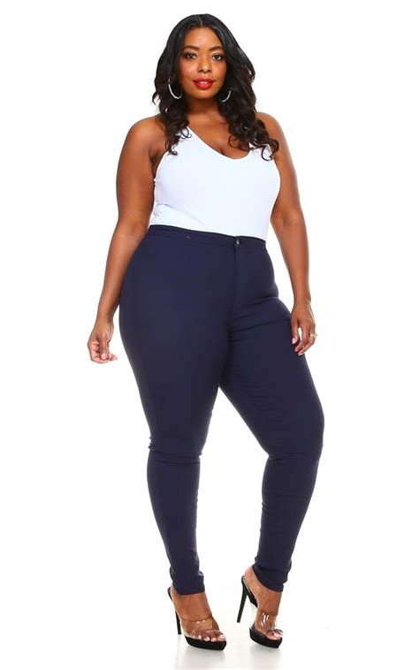 Plus Size Super High Waisted Stretchy Skinny Jeans Navy Blue