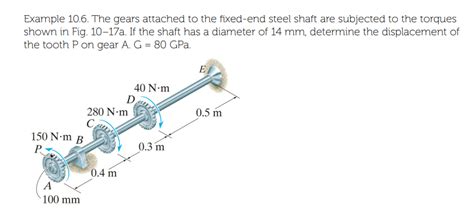 Solved Example 10 6 The Gears Attached To The Fixed End Chegg Com