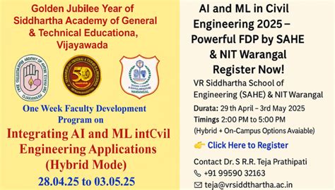 Aiml In Civil Engineering 2025 Powerful Fdp By Sahe And Nit Warangal Register Now