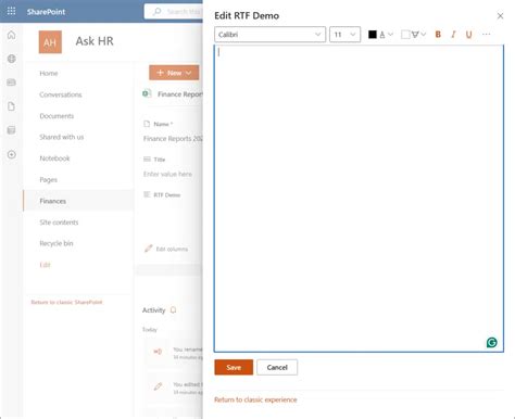 How To Add A Sharepoint Rich Text Field In A Modern Library