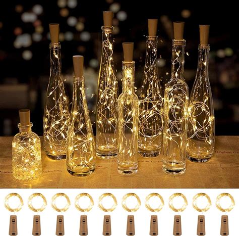 Brandclub Brightown Wine Bottle Lights With Cork 10 Pack 20 Led