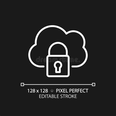 Private Cloud Pixel Perfect White Linear Icon For Dark Theme Stock