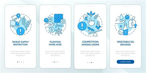 Agriculture Challenges Blue Onboarding Mobile App Screen Walkthrough 4 Steps Editable Graphic