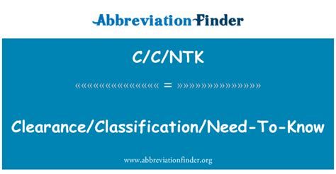 Ccntk Stands For Clearanceclassificationneed To Know Abbreviation