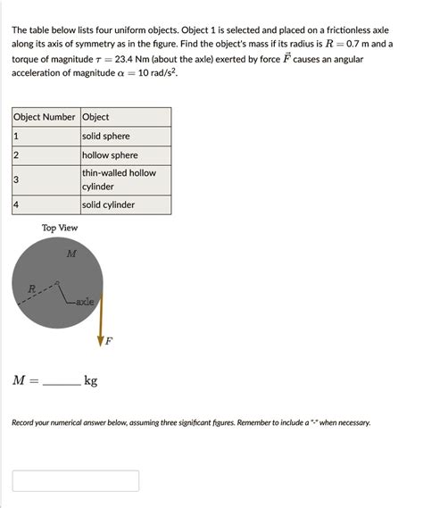 The Table Below Lists Four Uniform Obiectsobiect 1 Is Selected And