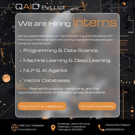 Hiringinterns Aiinternship Machinelearning Datascience Deeplearning Careergrowth