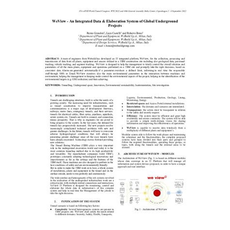 Weview An Integrated Data And Elaboration System Of Global Underground