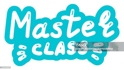 마스터 클래스 온라인 교육 개념 로고 배지 포스터 배너 템플릿 서예 일러스트레이션 벡터 Eps 흰색 배경에 격리 된 텍스트와 브러시 최신 브러시 최신 유행 스티커 Brand