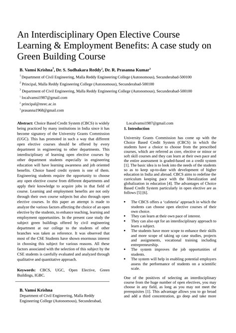 pdf an interdisciplinary open elective course learning and employment