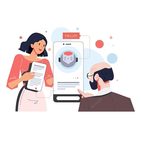 Premium Vector Man Chatting With Chatbot