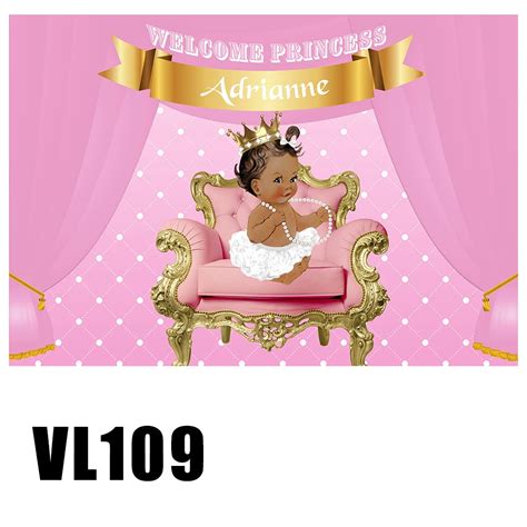 사용자 정의 베이비 샤워 배경 로얄 핑크 공주 황금 배경 포스터 사진 부스 초상화 케이크 테이블 장면 세터 바탕 화면배경