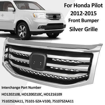 For 2012 2015 Honda Pilot Front Bumper Grille W Silver Molding