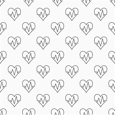 Premium Vector Heart Pulse Vector Seamless Minimal Pattern