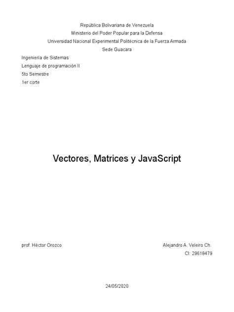Vectores Y Matrices De Javascript Pdf Estructura De Datos De Matriz