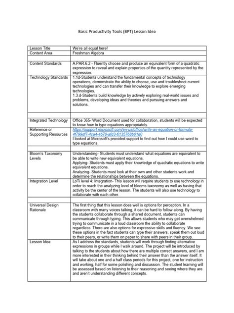 Lesson Bpt Pdf Equations Knowledge