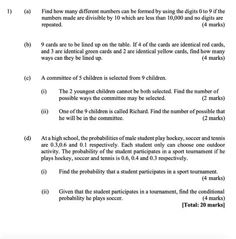 solved 1 a find how many different numbers can be formed
