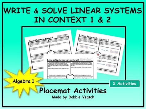 Write Solve Linear Systems Context Items Deals Algebra