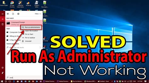 [solved] run as administrator not working in right click context menu when opening any