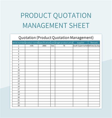 Product Quotation Management Sheet Excel Template And Google Sheets File For Free Download