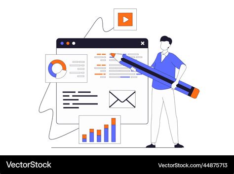 App Development Concept With People Scene In Flat Vector Image
