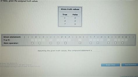 Solved False Given The Assigned Truth Values Or Given