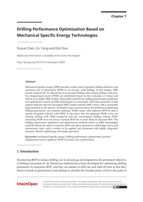 PDF Drilling Performance Optimization Based On Mechanical Specific Energy Technologies