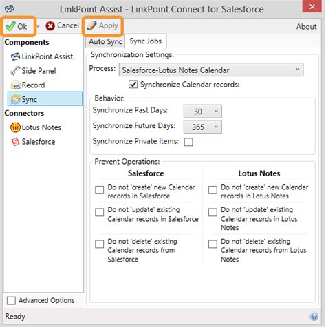 configuring linkpoint connect manual sync settings ibm notes
