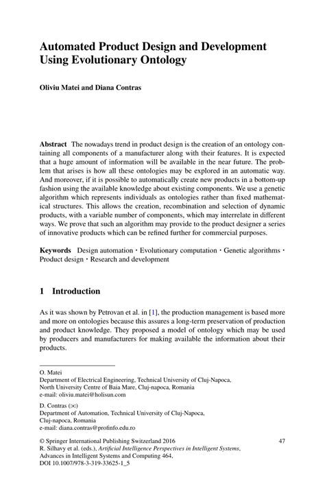 Pdf Automated Product Design And Development Using Evolutionary Ontology