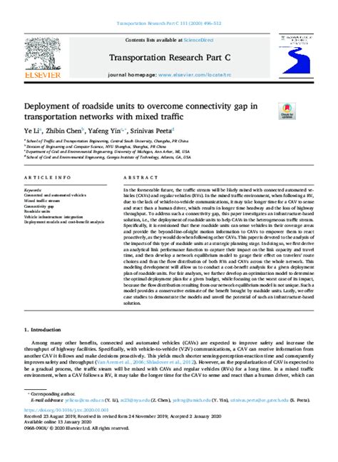 Pdf Deployment Of Roadside Units To Overcome Connectivity Gap In Transportation Networks With