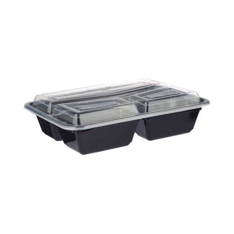 Black Plastic Rectangular Container With Compartments Lg Fmcg