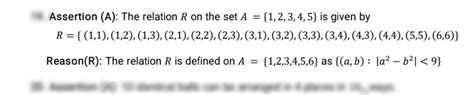 Assertion A The Relation R On The Set A 12345 Is Given By