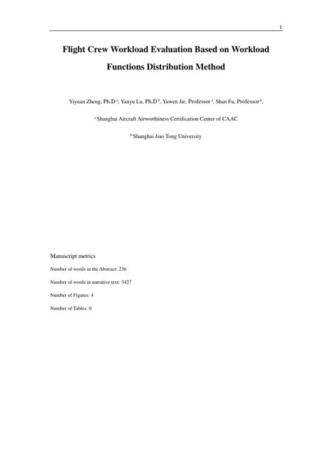 Pdf Flight Crew Workload Evaluation Based On The Workload Function