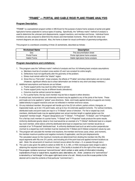 Frame Portal And Gable Rigid Plane Frame Analysis Pdf Deformation